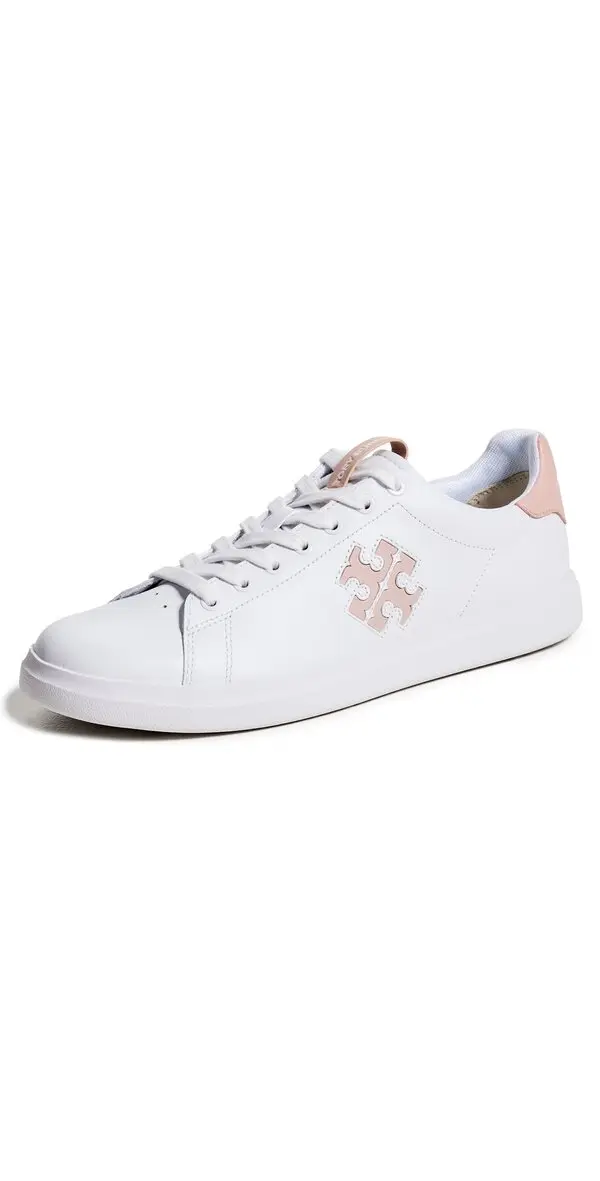 Tory Burch Double T Howell Court Sneakers In Titanium White